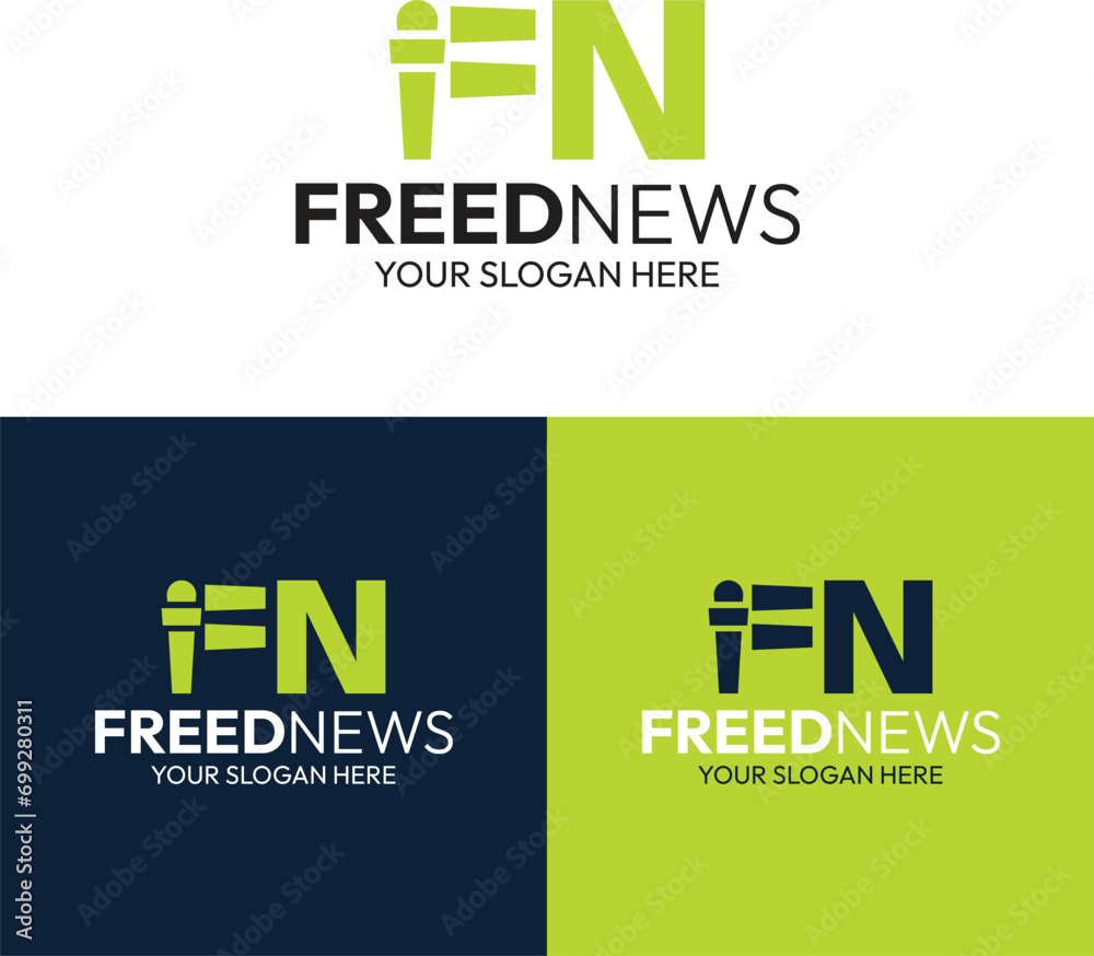 f letter logo, n letter logo, fn logo, mic logo, news logo, microphone ...