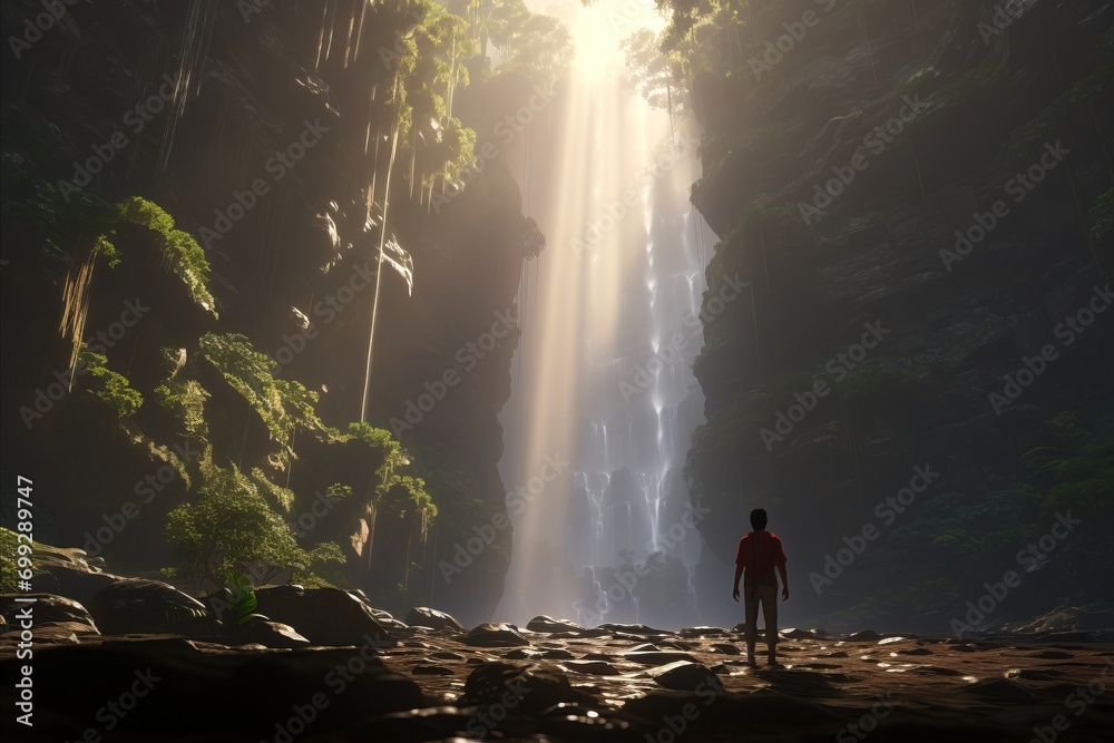 Natures Marvel. Awe-Struck Individual Captivated by the Enormity and ...