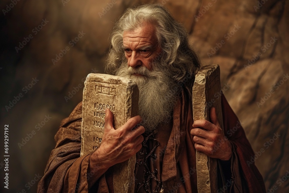 Foto de Moses holding the stone tablets with the 10 commandments, Bible ...