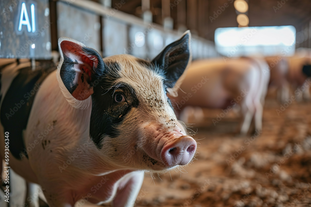 A high-tech pig farm managed by artificial intelligence. Control ...