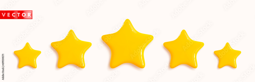 Five glossy golden 3d stars realistic style. Symbol icon design for ...