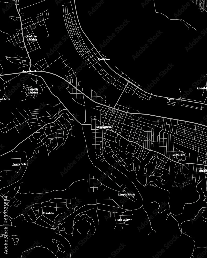 St. Albans West Virginia Map, Detailed Dark Map of Saint Albans West ... St. Albans West Virginia Map, Detailed Dark Map of Saint Albans West ...
