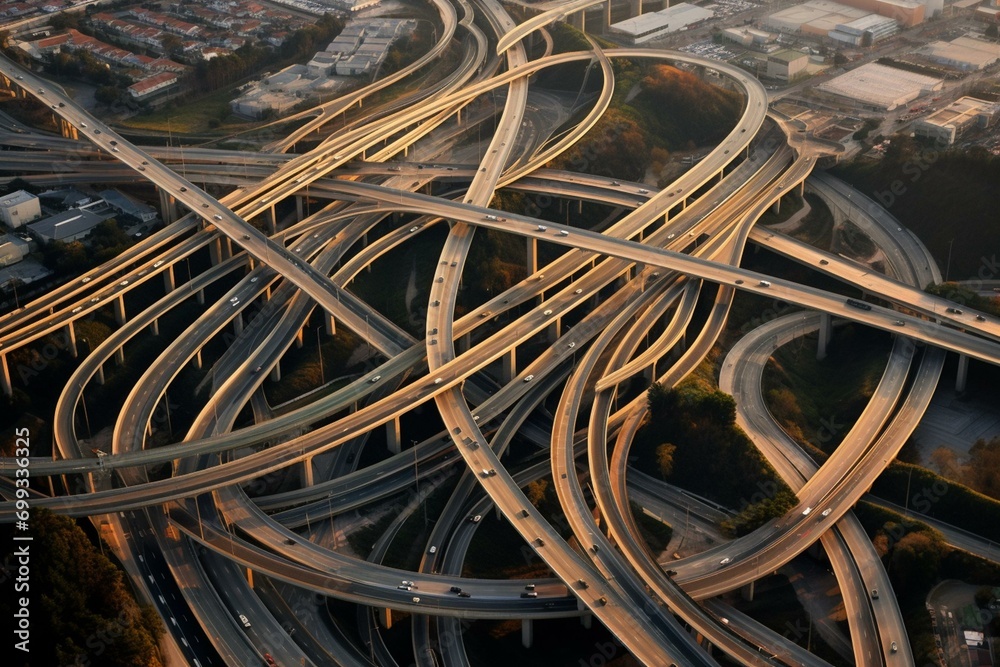 An aerial view of the Light Horse interchange in Sydney, NSW Australia ...