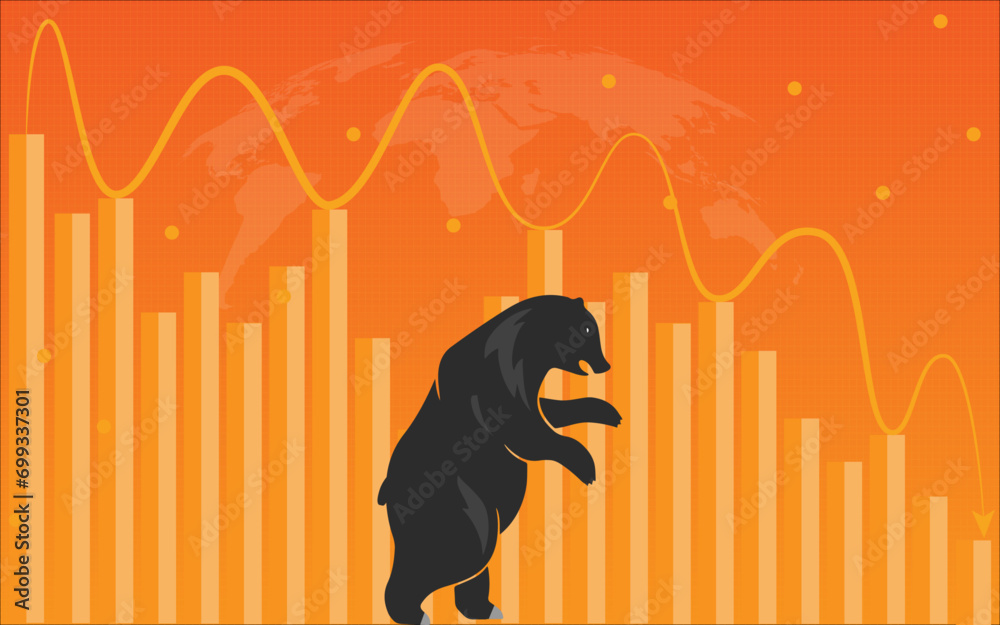Bear finance background with bar graph image, Finance background with ...