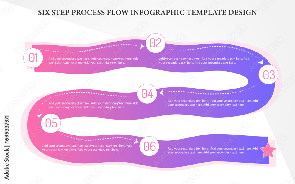 Vecteur Stock Six step process flow infographic design, purple process ...
