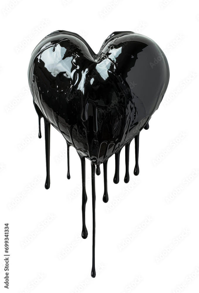 Heart Shape Dripping and Oozing Black Wet Dark Oil, Tainted Ink, or ...