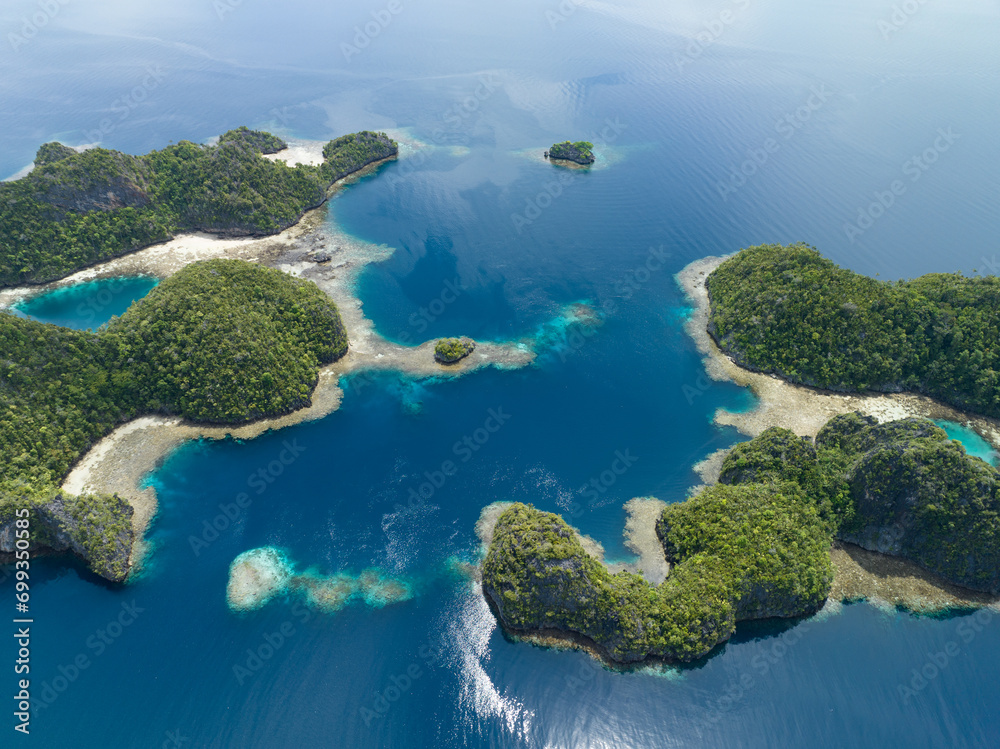 Limestone islands rise from the impressive seascape in Misool, Raja ...