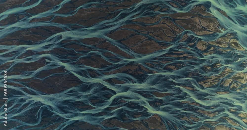 Above View Of Natural Wonders Of Kálfafell River Braids In Iceland ...