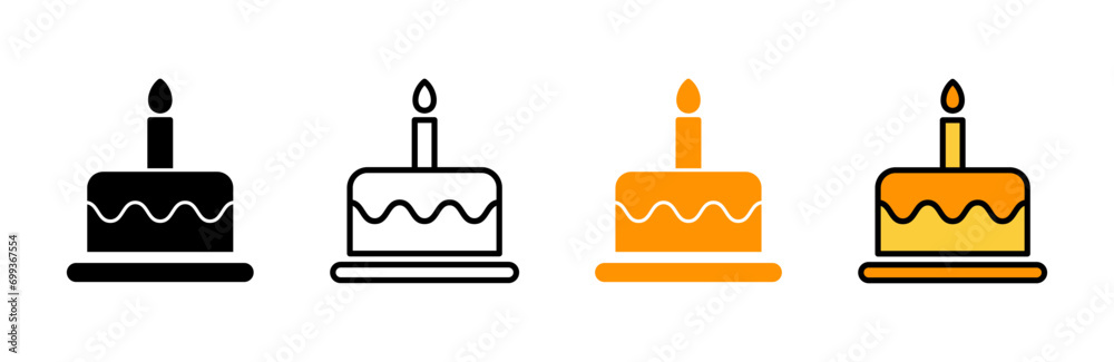 Cake icon set vector. Cake sign and symbol. Birthday cake icon Stock ...