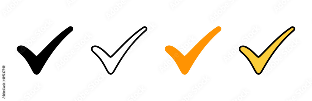 Check mark icon set vector. Tick mark sign and symbol Stock Vector ...