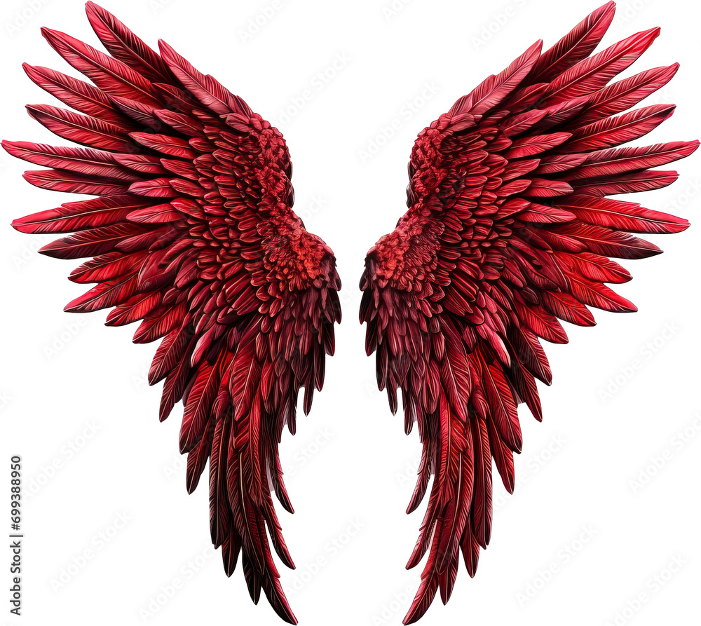 Red angel wings isolated on transparent background Stock Illustration ...