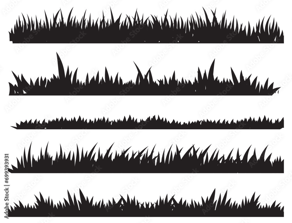 Grass silhouette seamless pattern. Nature lush landscape background ...