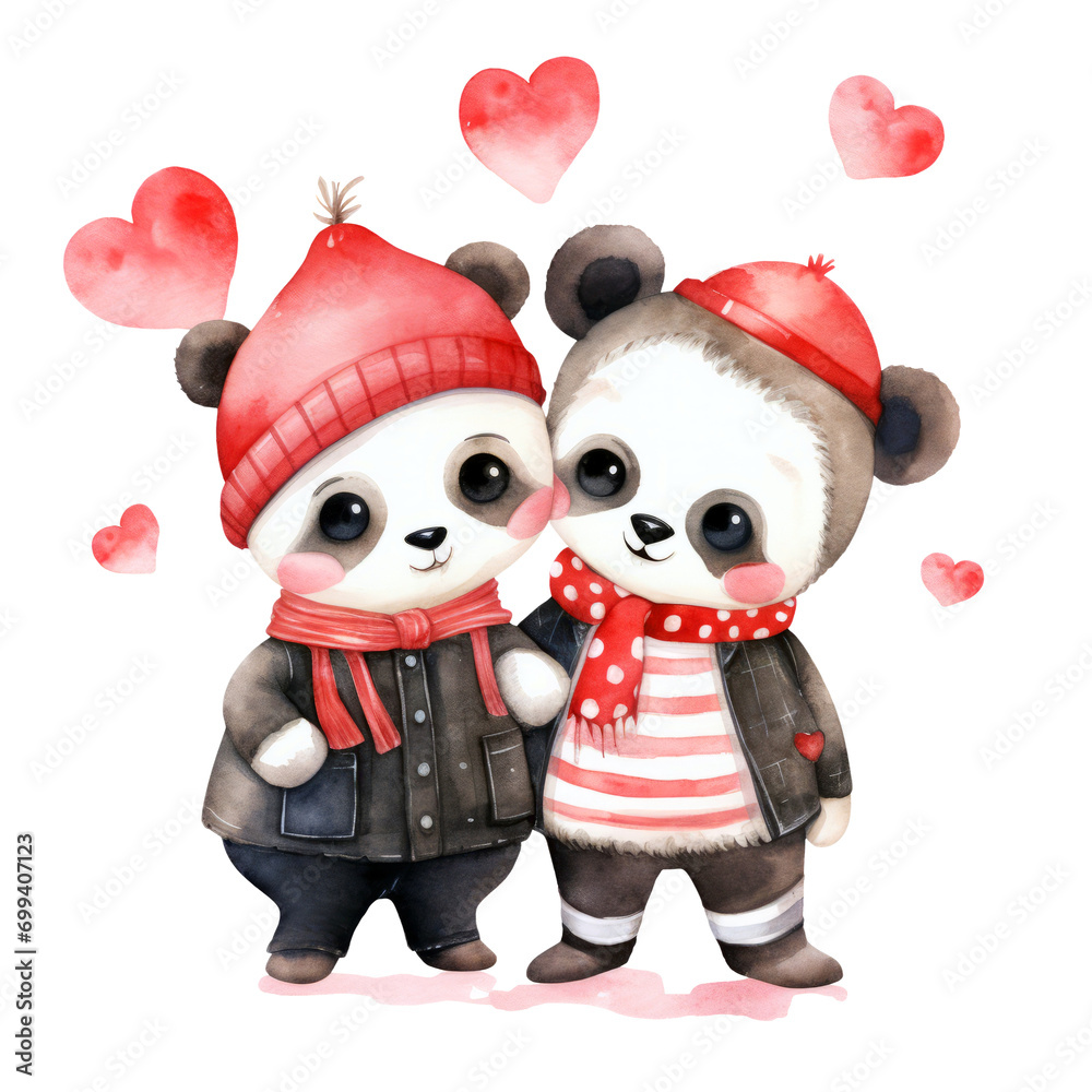 Watercolor Panda Animal Couple Clipart Transparent Background ...