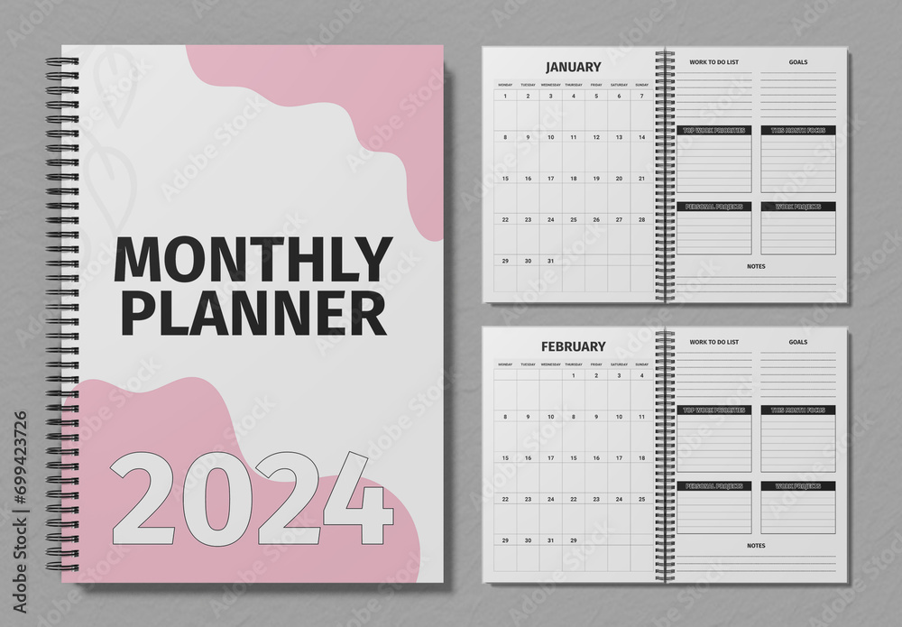 Monthly Planner 2024 Stock Template | Adobe Stock