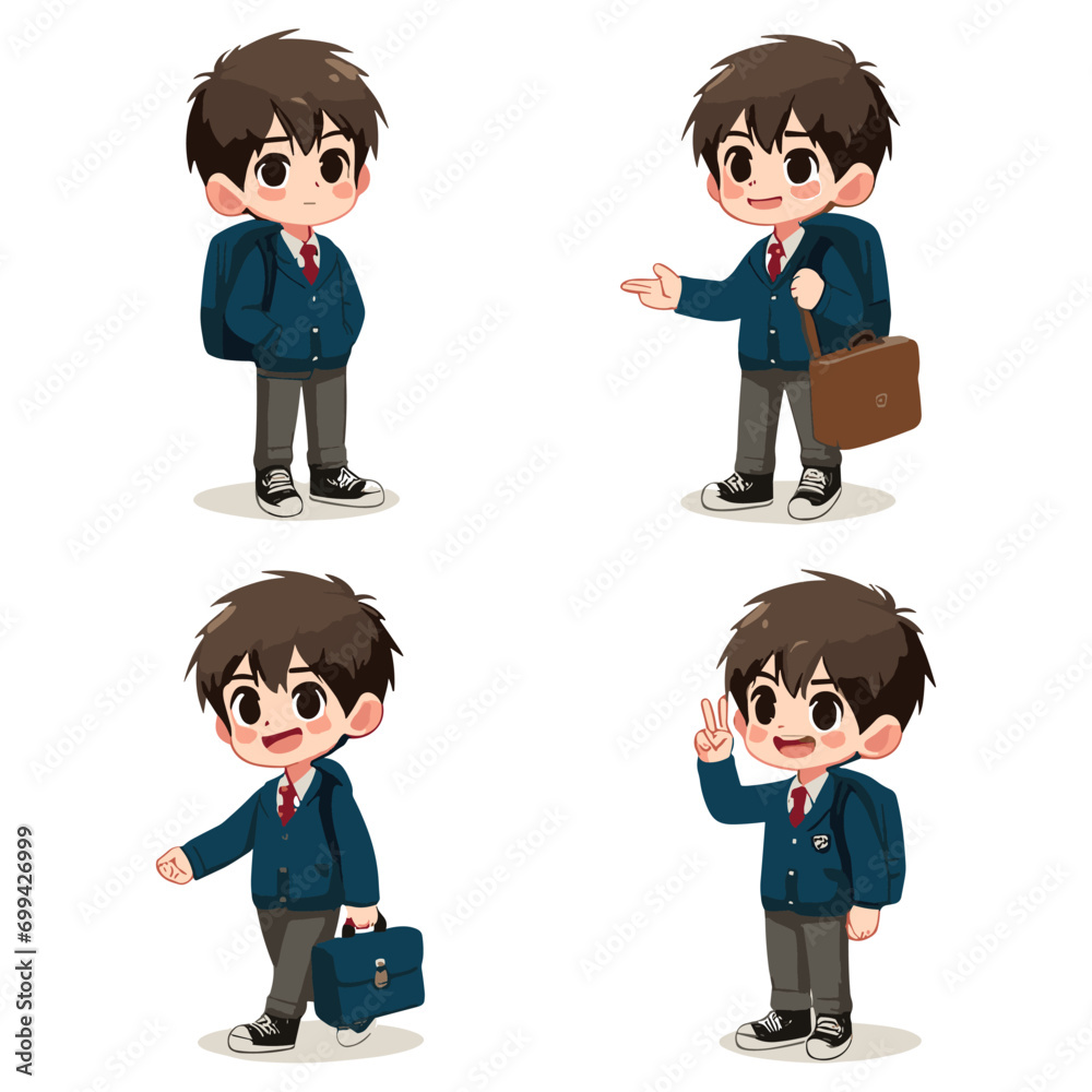 School boy character creation, kit vector set. Back to school pre ...