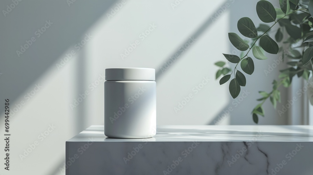 blank supplement bottle pill container product mockup on neutral ...