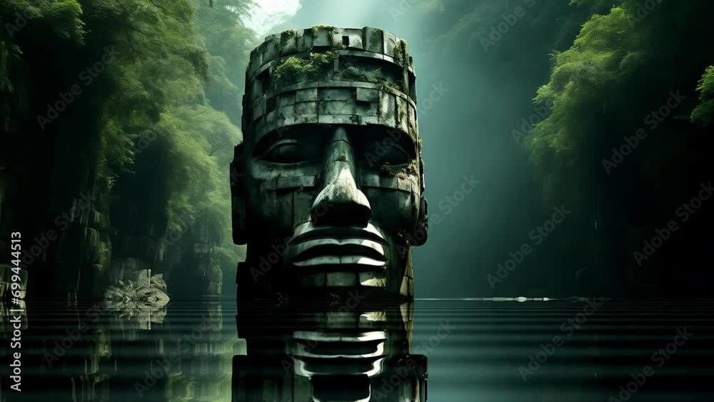 Olmec Head Statue in the Jungle of Mesoamerica - Maya Aztec Inca Stock ...