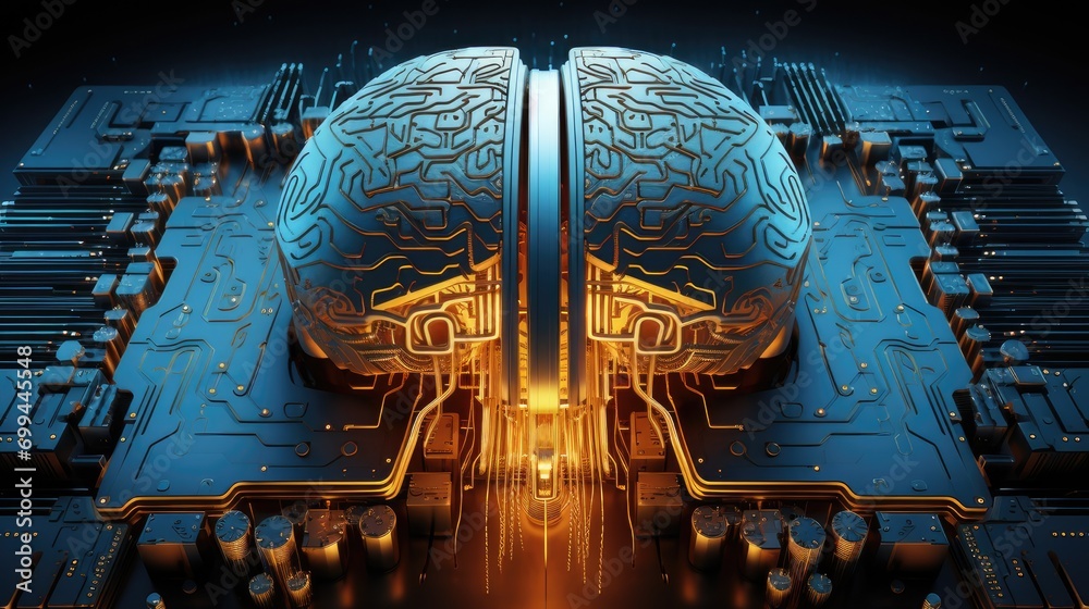 cybernetic brain illustration emphasizing the intersection of human ...