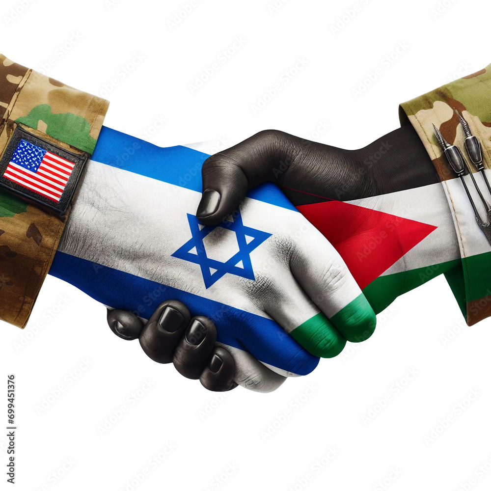 Israel and Palestine Flag Handshake: Concept of Peace, No War ...