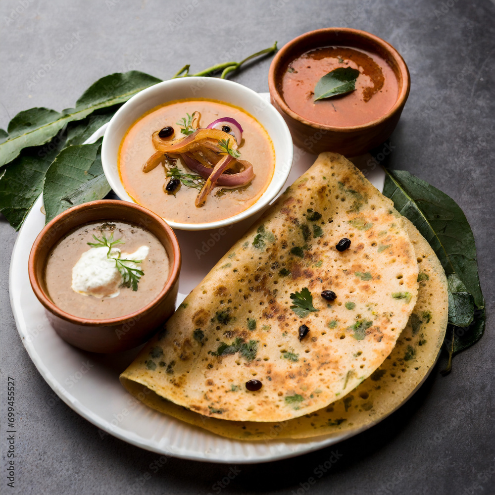 onion rava masala dosa is a south indian instant breakfast served with ...