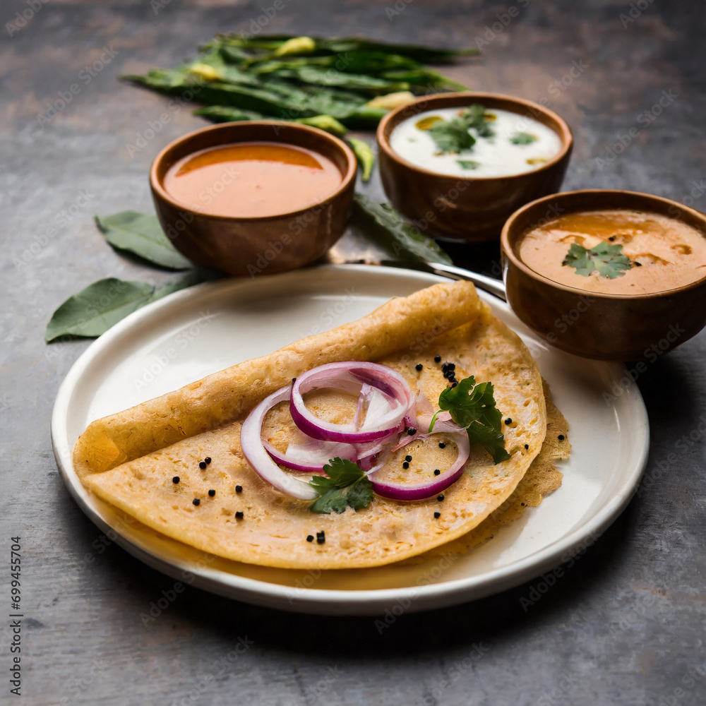 onion rava masala dosa is a south indian instant breakfast served with ...