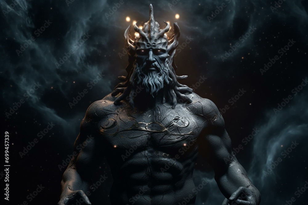 Erebus, Greek god of darkness surrounded by universe, a powerful divine ...