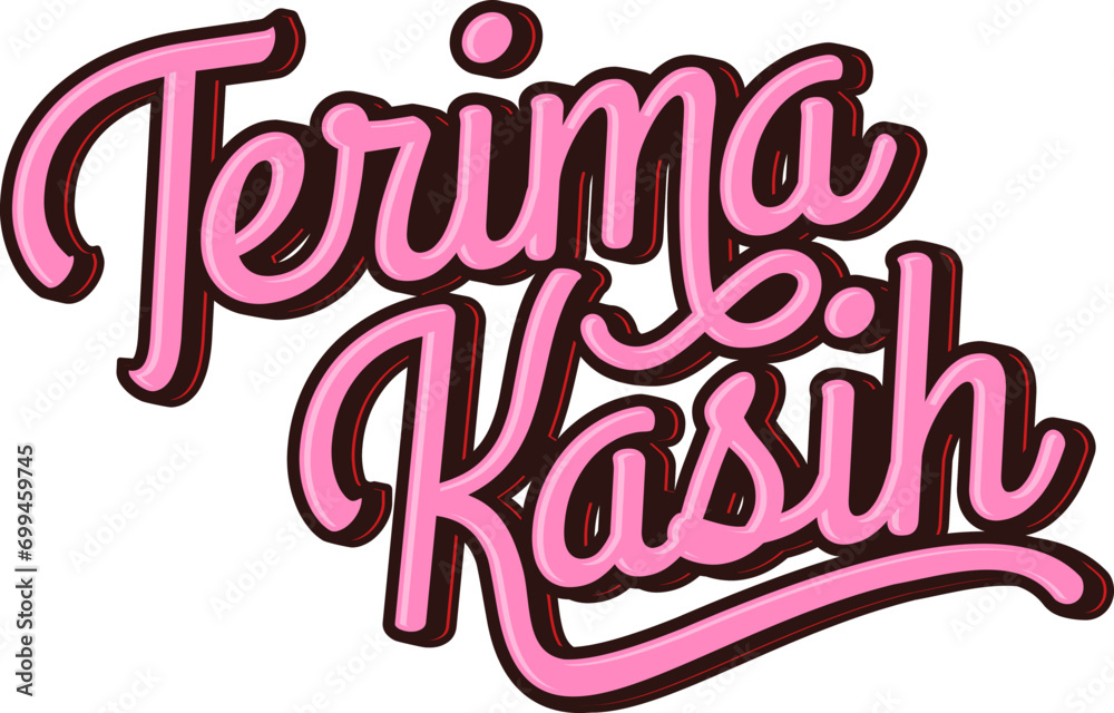 Terima Kasih Word Lettering Typography Stock Vector | Adobe Stock