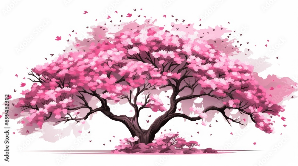 vector illustration,cherry blossom tree isolated on white backdrop ...