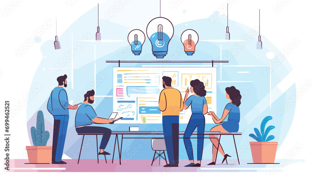 simple Vector Illustration art of Design a vector scene of a team ...