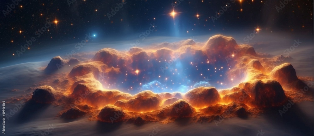 The radiant glow of a star-forming region, where dense clouds of gas ...