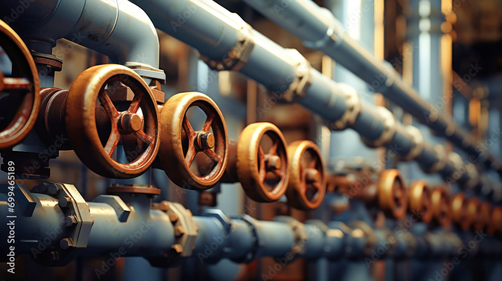Pressure gauges and pipes of a block heat station with a pump module ...