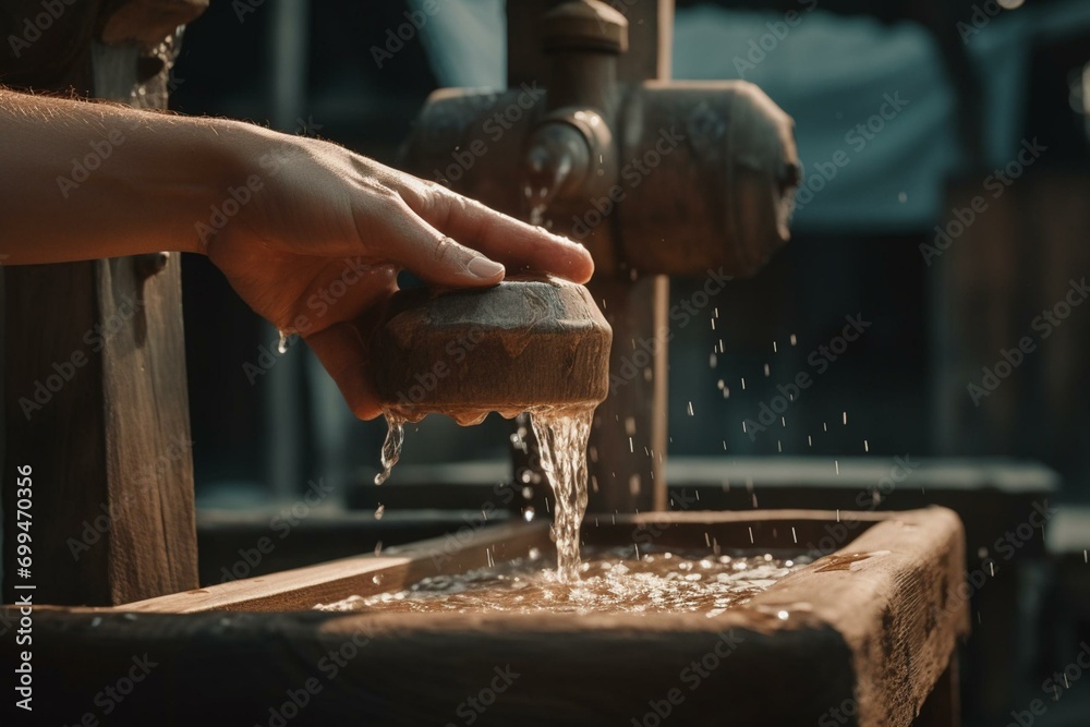 Water falling from a hand washing station. Generative AI Stock ...