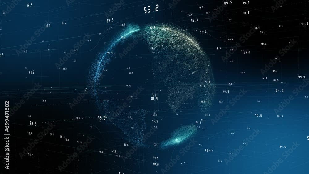 Animation of planet earth in a grid space with connections by lines and ...
