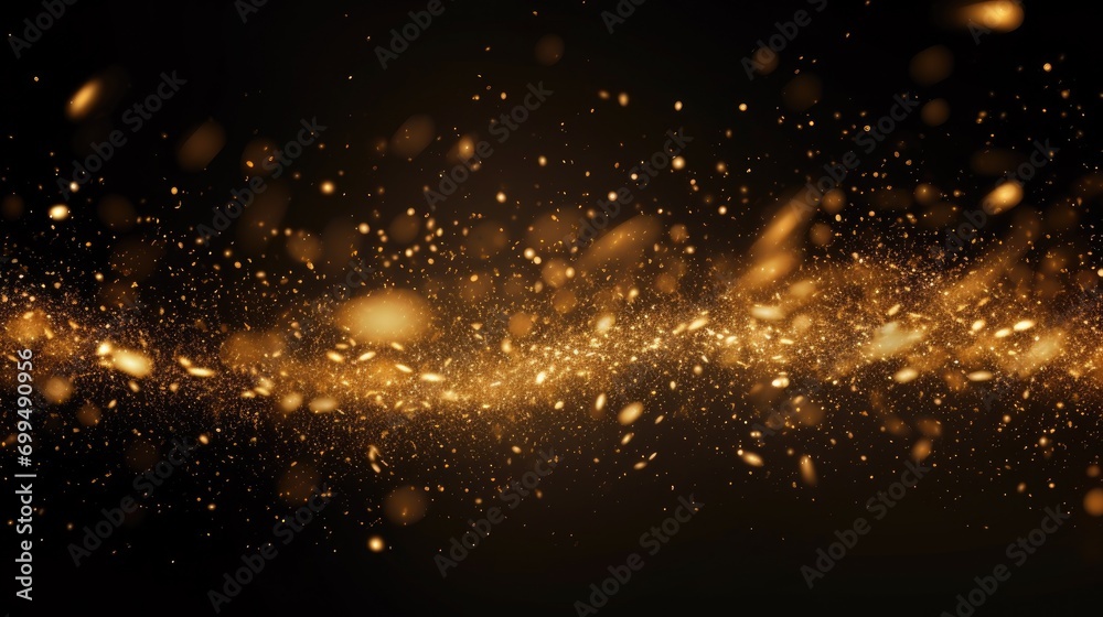 Abstract golden particles and sprinkles powder line explosion for ...
