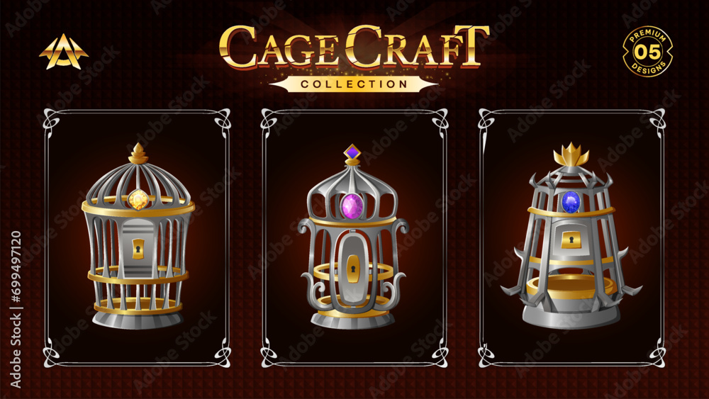 Cage Set Design for RPG and Medieval Game-Vector illustration design ...