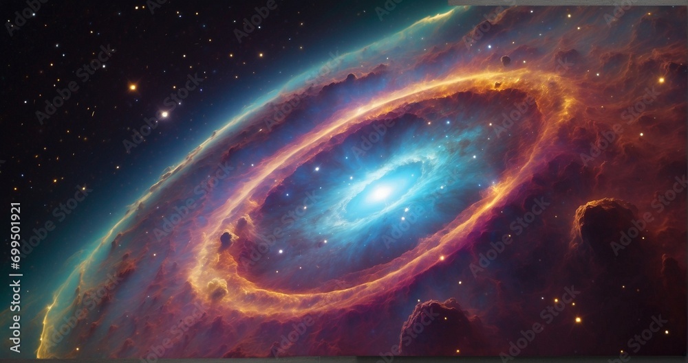 A close-up of a vibrant planetary nebula, where a dying star sheds its ...