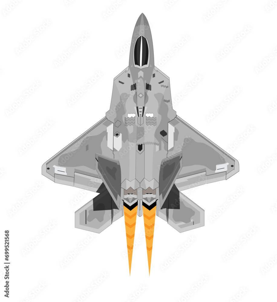 Lockheed Martin F-22 Raptor Vertical Climb with Afterburner Vector Drawing Stock Vector | Adobe ...