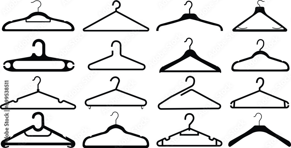 Set of Black Fill Clothes Hanger Icons. High quality vectors fashion ...
