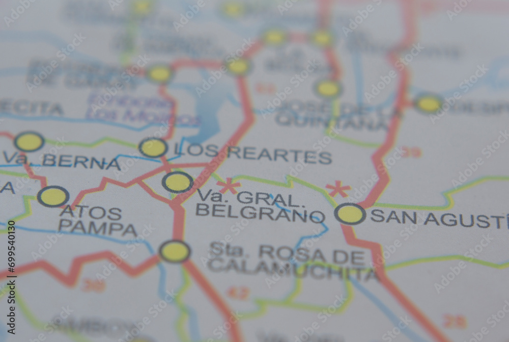 route map of villa general belgrano, tourist city Stock Photo | Adobe Stock