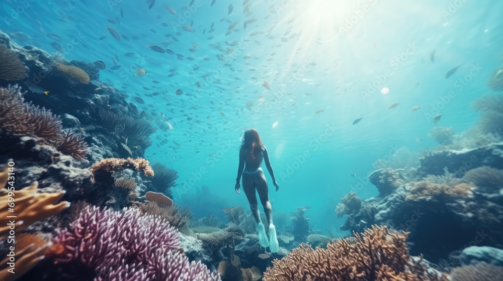 Underwater Exploration: Woman's Adventure in the Deep Sea with Marine ...