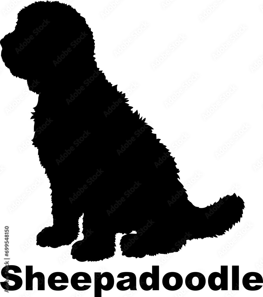 Dog Sheepadoodle silhouette Breeds Bundle Dogs on the move. Dogs in ...