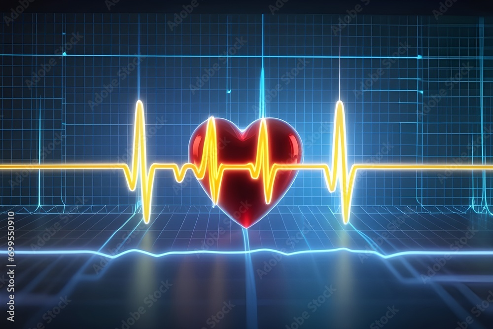 Develop an illustration of an electrocardiogram (ECG or EKG) graph ...