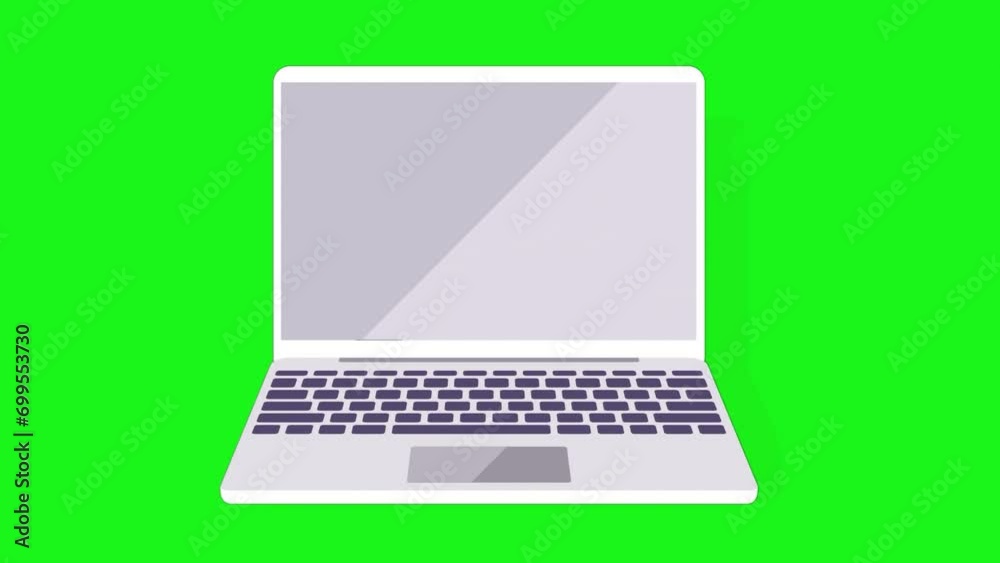 laptop animation on green screen. Laptop animation with key color ...