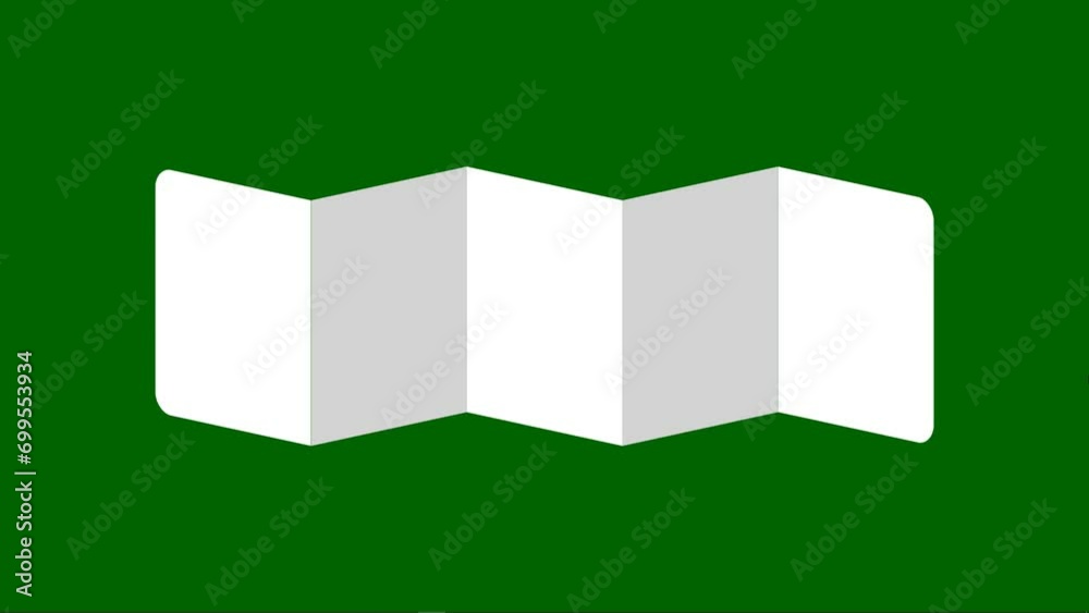 Folding paper opening and closing on green screen background. Folded ...