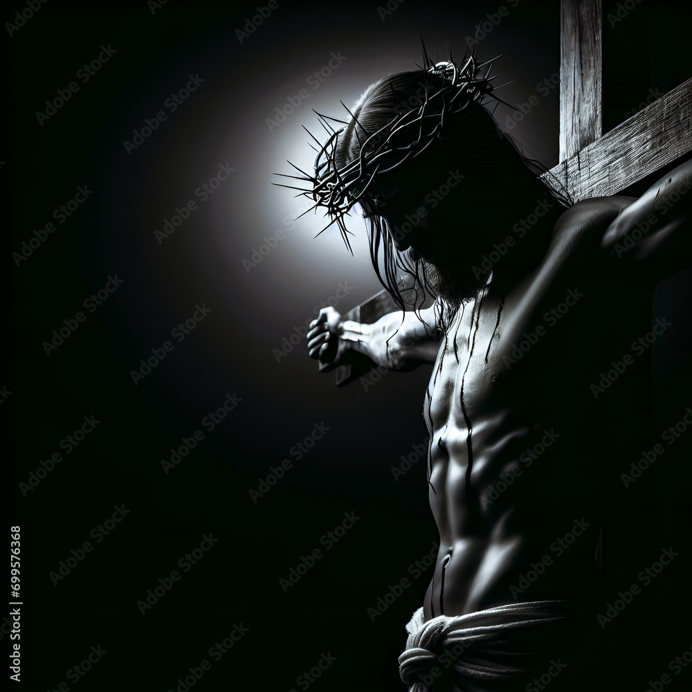 Passion of Jesus Christ being executed with a crown of thorns on the ...