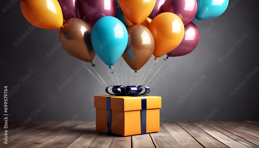 Happy birthday Gift boxes with balloons and confetti. 3D rendering. 3d ...