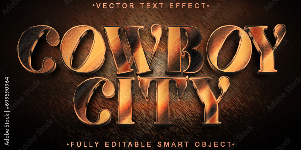 Bronze Western Cowboy City Vector Fully Editable Smart Object Text ...