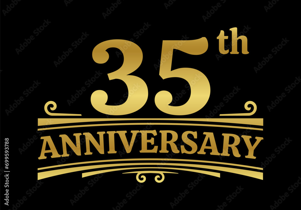 35 years anniversary logo, icon or badge. 35th birthday, jubilee ...