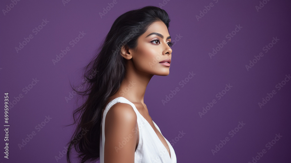 One side view of young indian model female Stock Photo | Adobe Stock