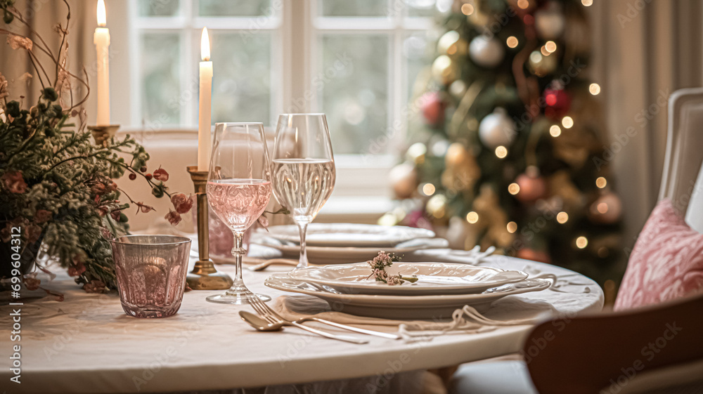 Festive date night tablescape idea, dinner table setting for two and ...